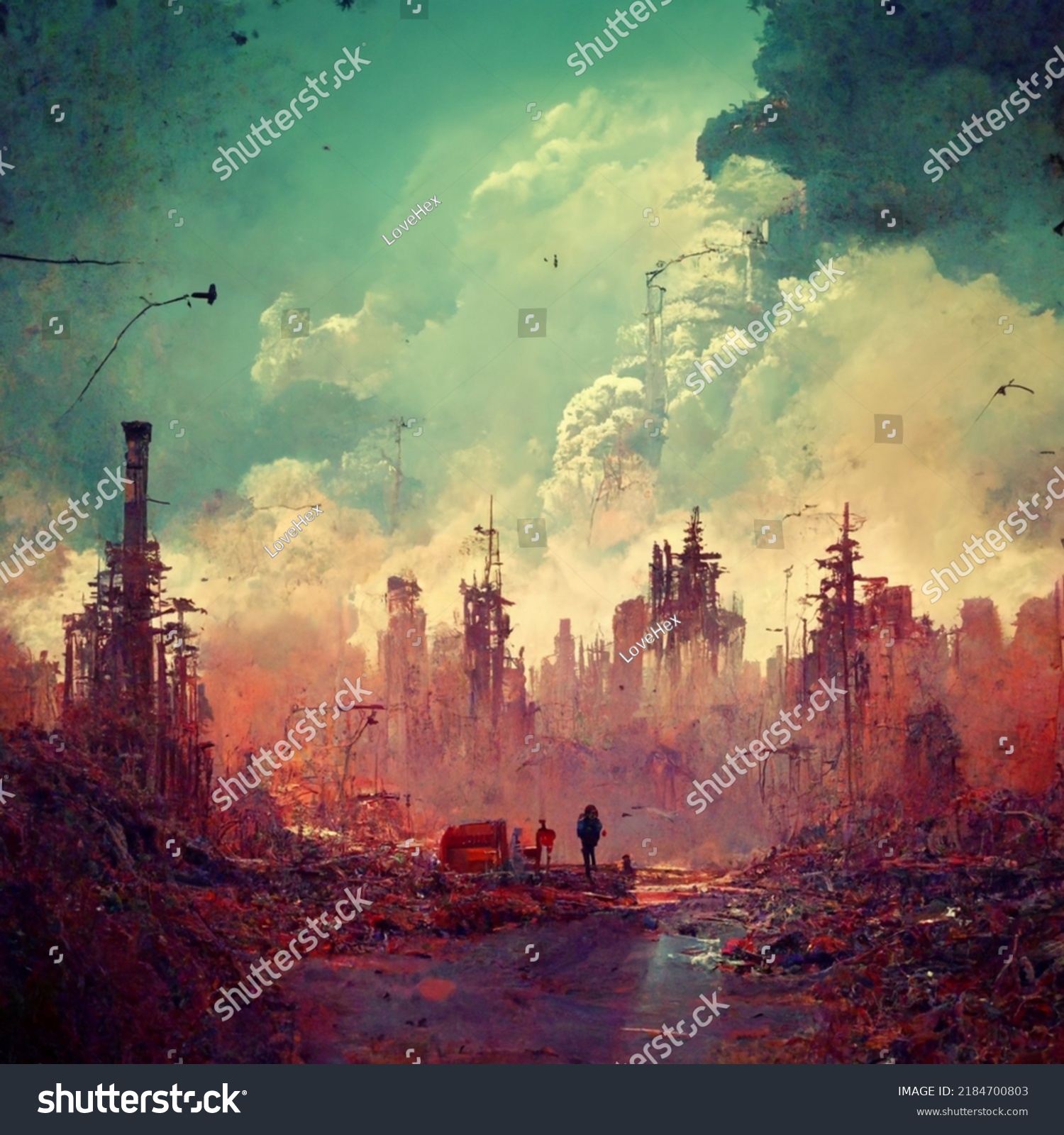 Postapocalyptic City Illustration Deselant Town Background Stock ... Postapocalyptic City Illustration Deselant Town Background Stock ...