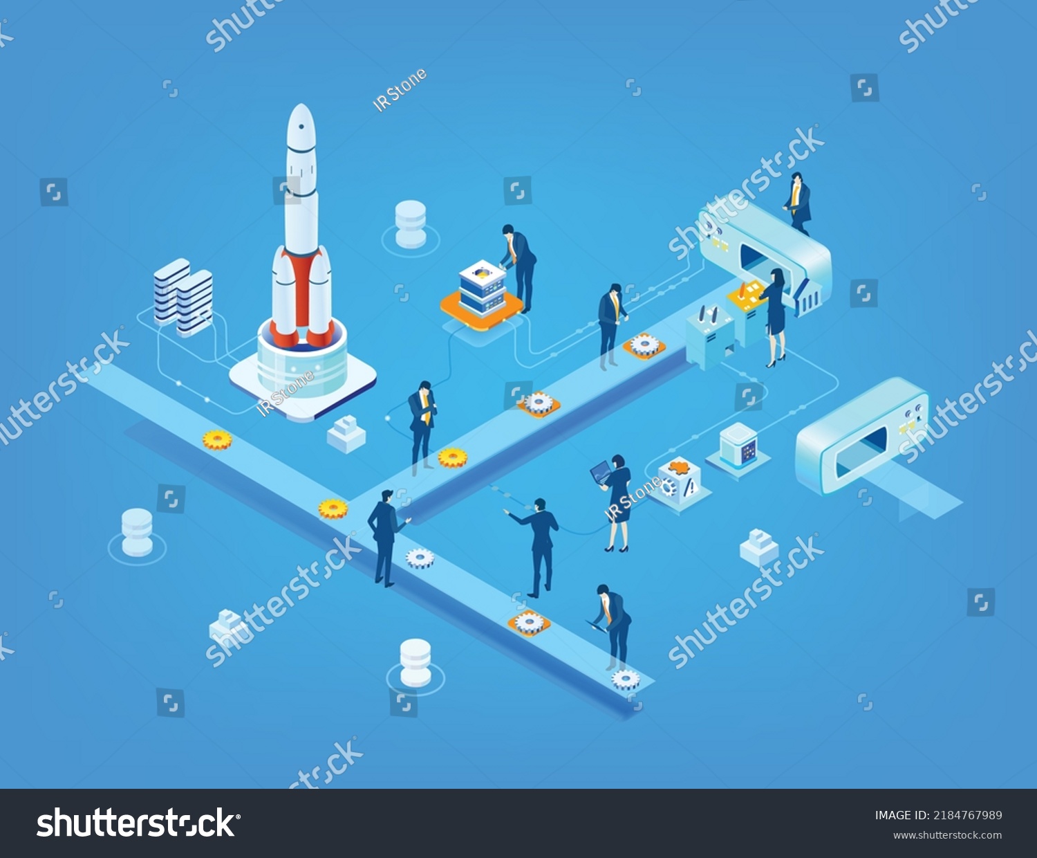 Isometric 3d Business Environment Infographic Business Stock Vector