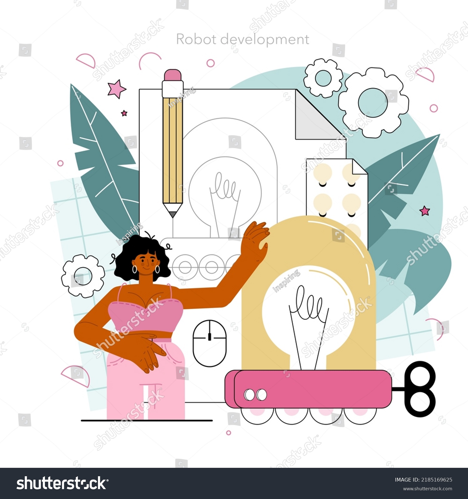 Cyber Engineering Concept Robotics Constructing Developing Stock Vector Royalty Free
