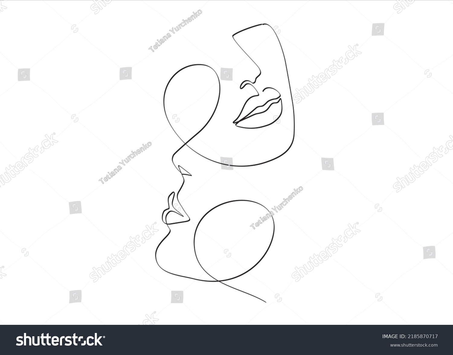 Womans Abstract Face Continuous One Line Stock Vector Royalty Free