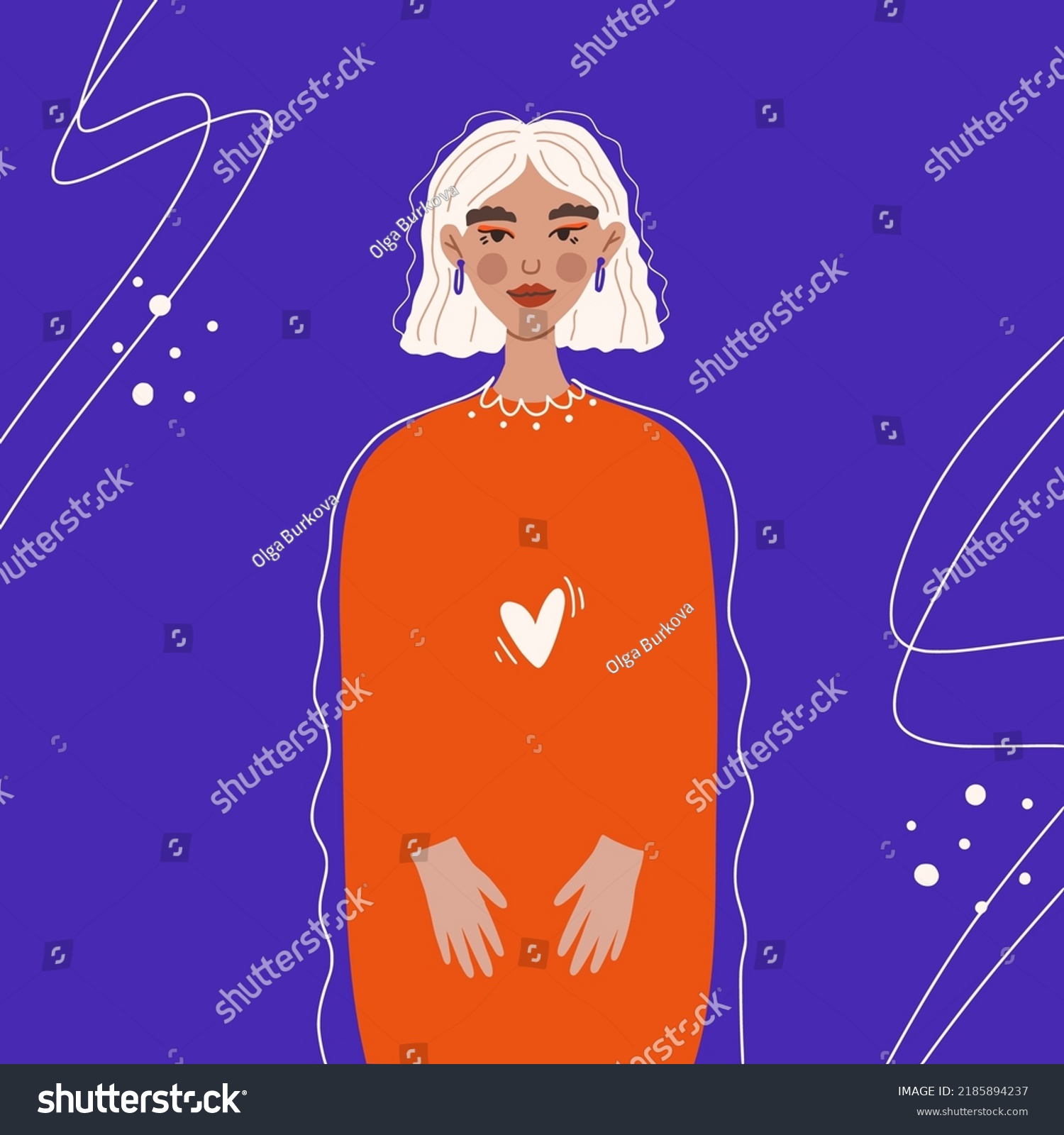 Vector Flat Illustration Portrait Beautiful Woman Stock Vector Royalty