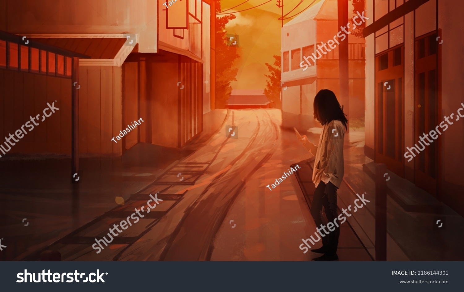 Beautiful Fantasy Anime Girl Alone On Stock Illustration 2186144301 Shutterstock