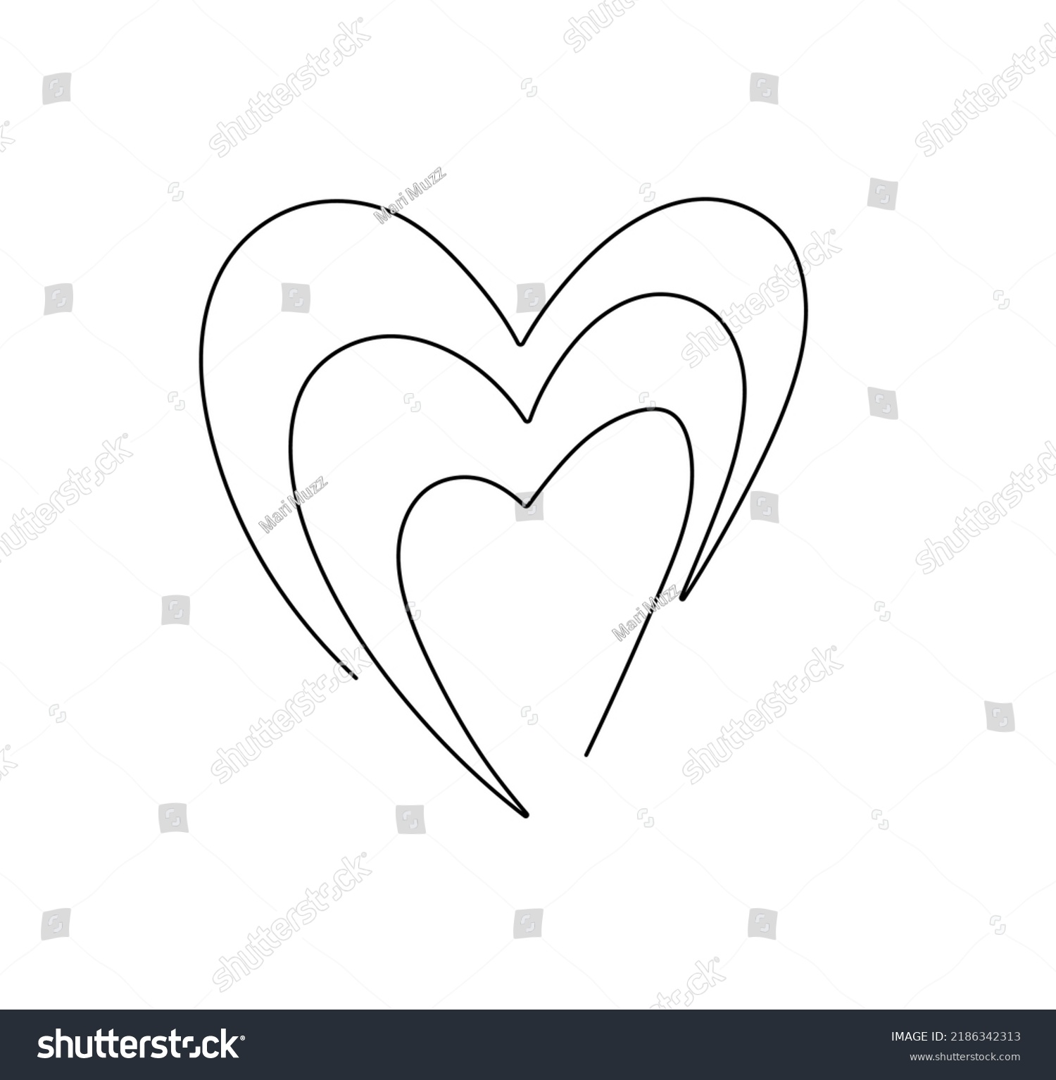 Vector Isolated Triple Doodle Heart Three Stock Vector Royalty Free 2186342313 Shutterstock