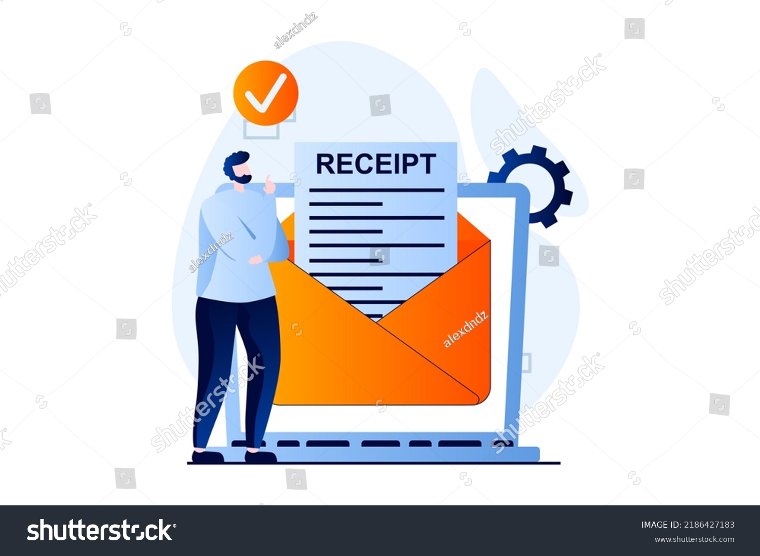 Electronic Receipt Concept People Scene Flat Stock Illustration ... Electronic Receipt Concept People Scene Flat Stock Illustration ...