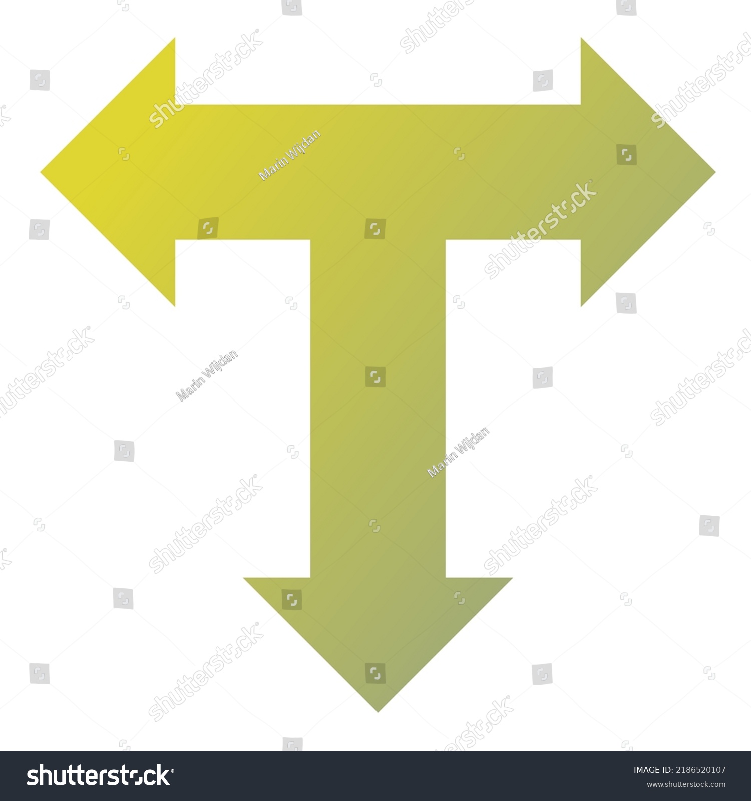 Down Three Way Arrow Icon Gradient Stock Vector Royalty Free