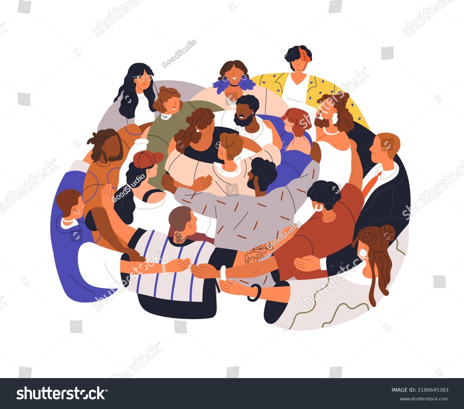 Diverse People Group Circle Hugging Together Stock Vector (Royalty Free ... Diverse People Group Circle Hugging Together Stock Vector (Royalty Free ...