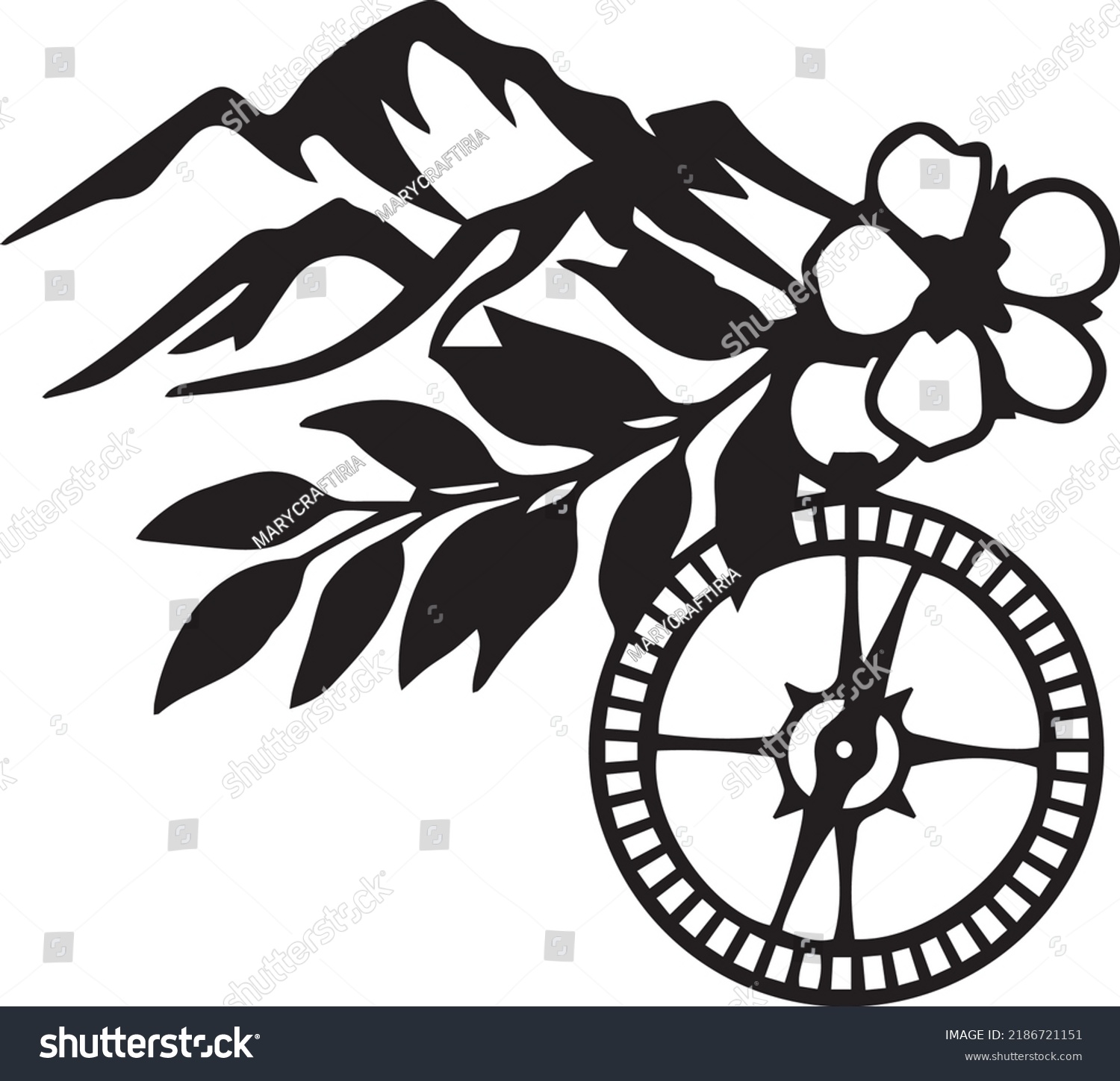 Compass Vector Clip Art Black White Stock Vector Royalty Free