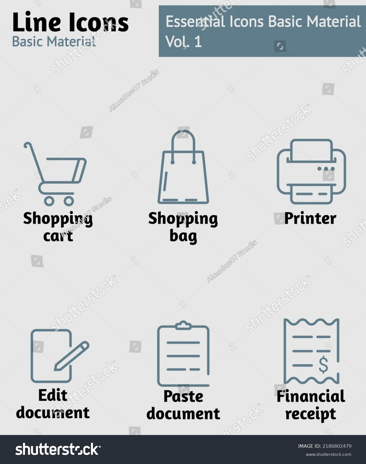 Basic Material Icon Vector Line Design Stock Vector (Royalty Free ...