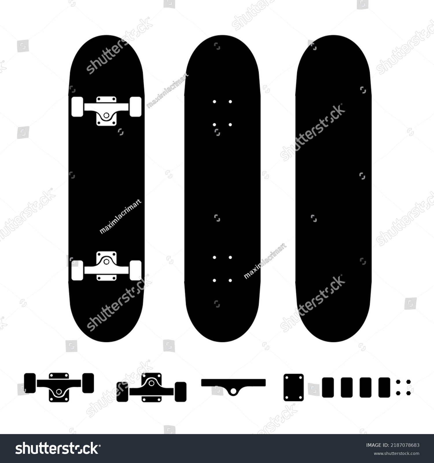 Skateboard Fingerboard Icon Disassembled Skate Clipart Stock Vector Royalty Free 2187078683
