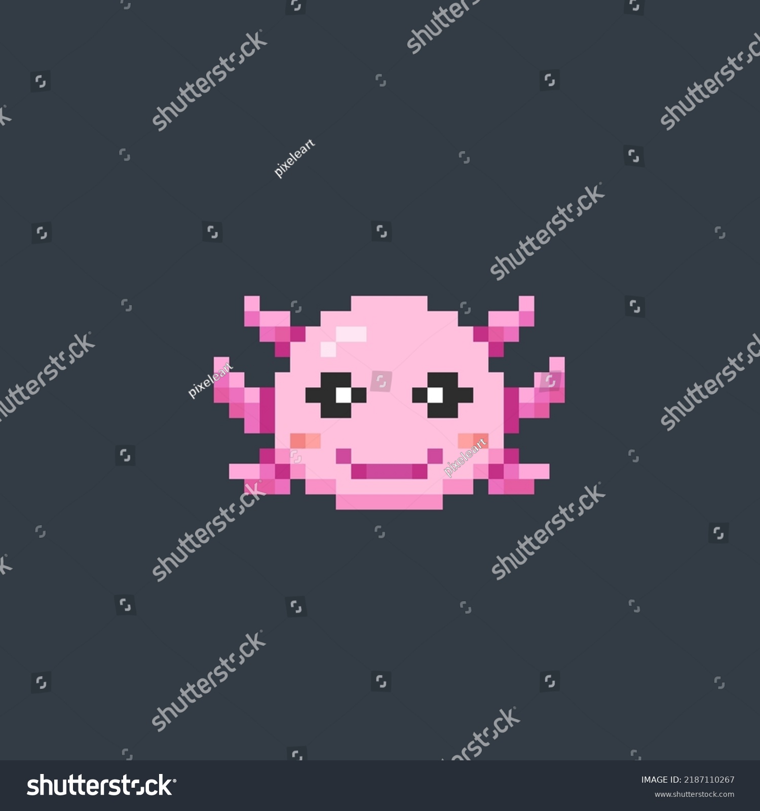 Axolotl Head Pixel Art Style Stock Vector Royalty Free 2187110267 Shutterstock