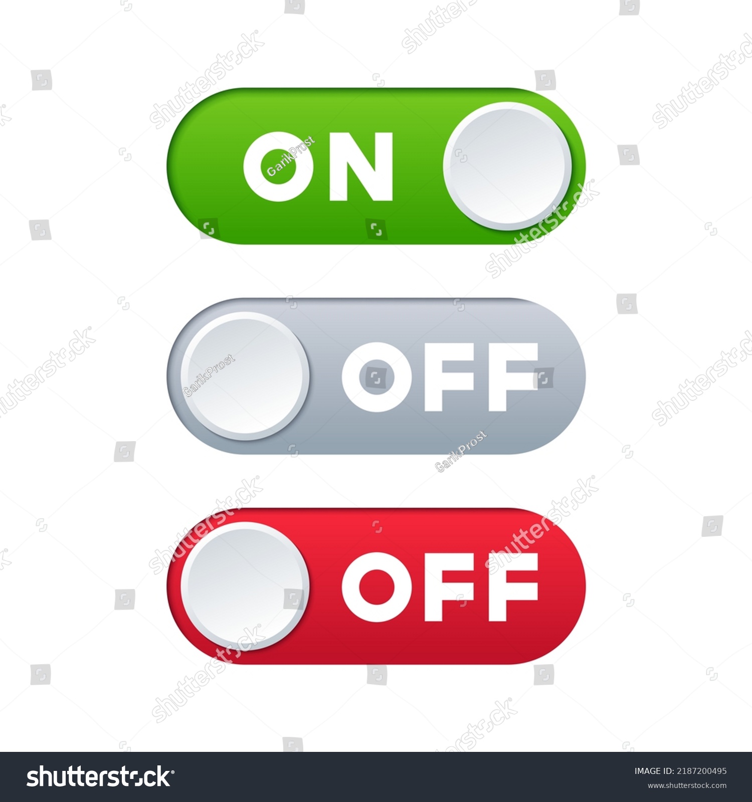 Set Realistic 3d Style Toggle Switch Stock Vector Royalty Free