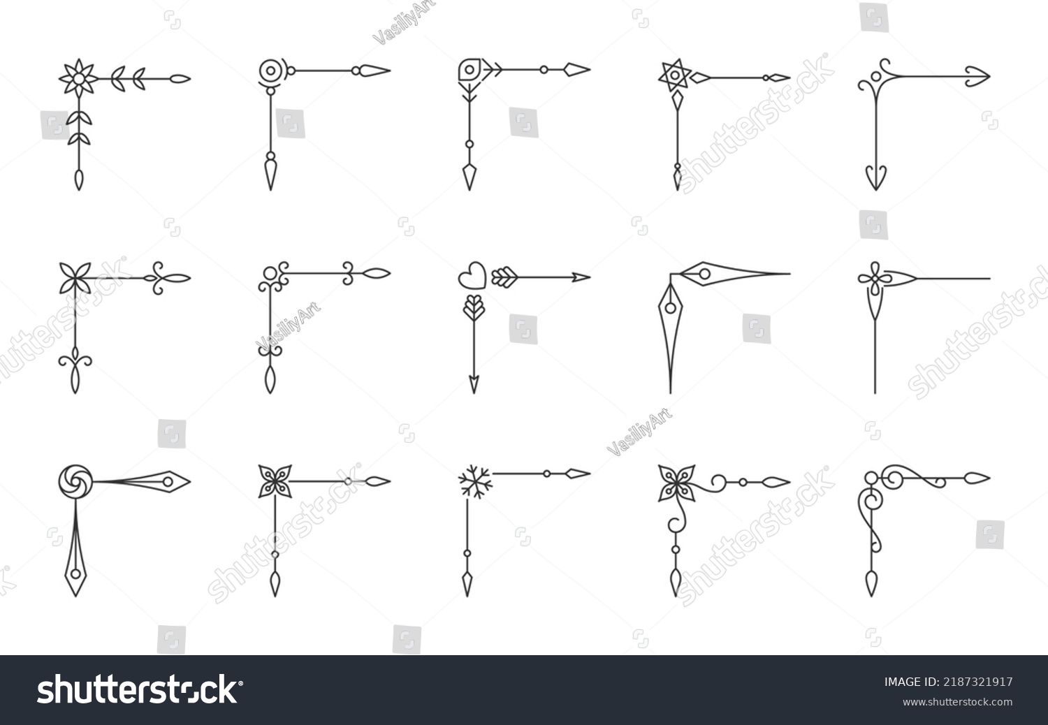 Corner Frame Line Decorative Calligraphic Design Stock Vector (Royalty ... Corner Frame Line Decorative Calligraphic Design Stock Vector (Royalty ...