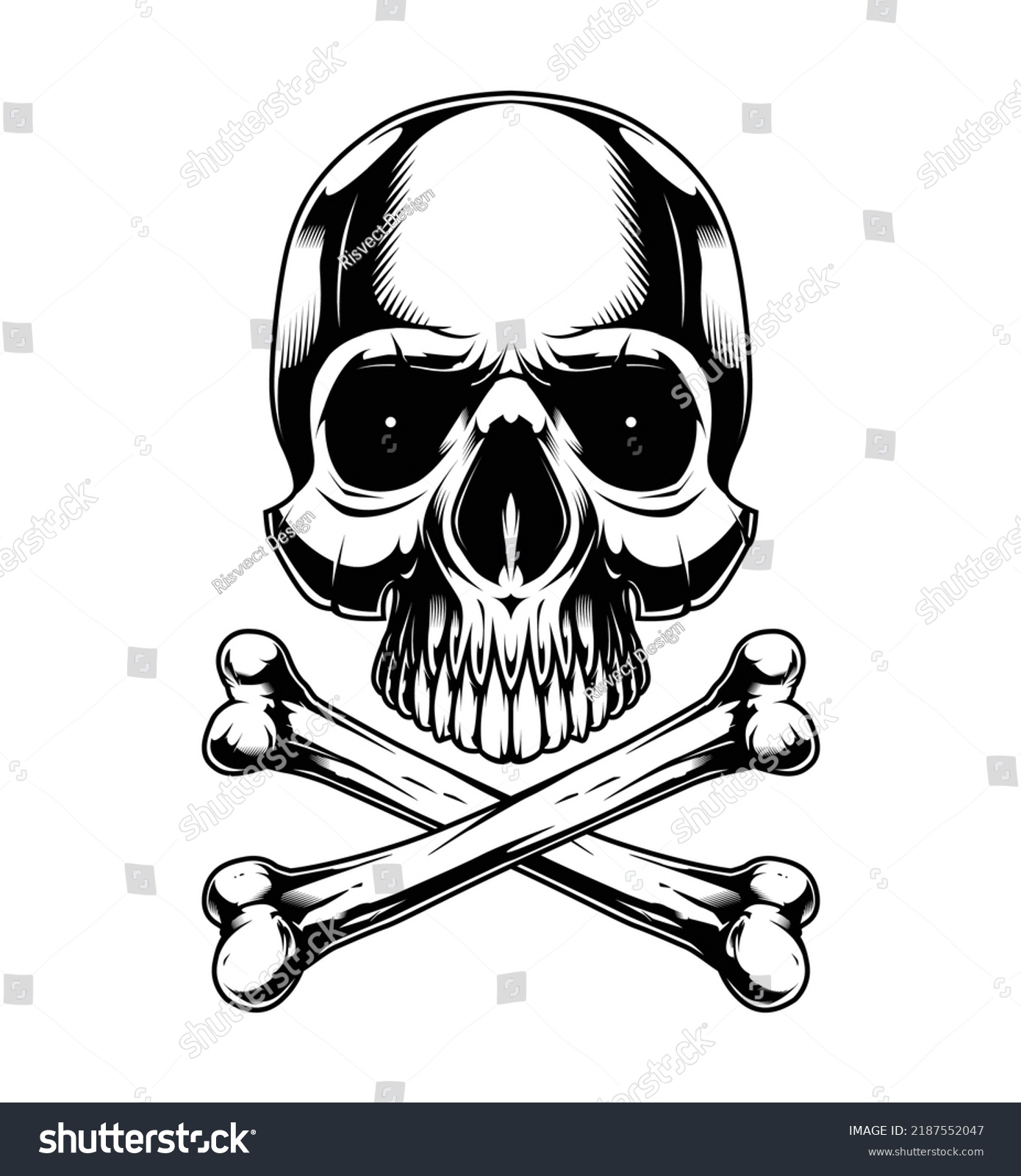 Skull Bones Tattoo Vector Art Stock Vector Royalty Free 2187552047 Shutterstock