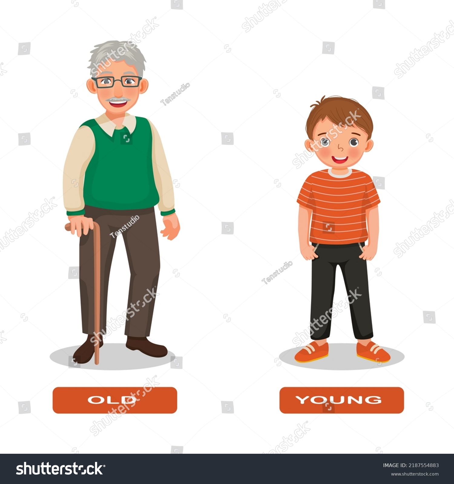 Opposite Adjective Antonym Words Old Young Stock Vector (Royalty Free ... Opposite Adjective Antonym Words Old Young Stock Vector (Royalty Free ...