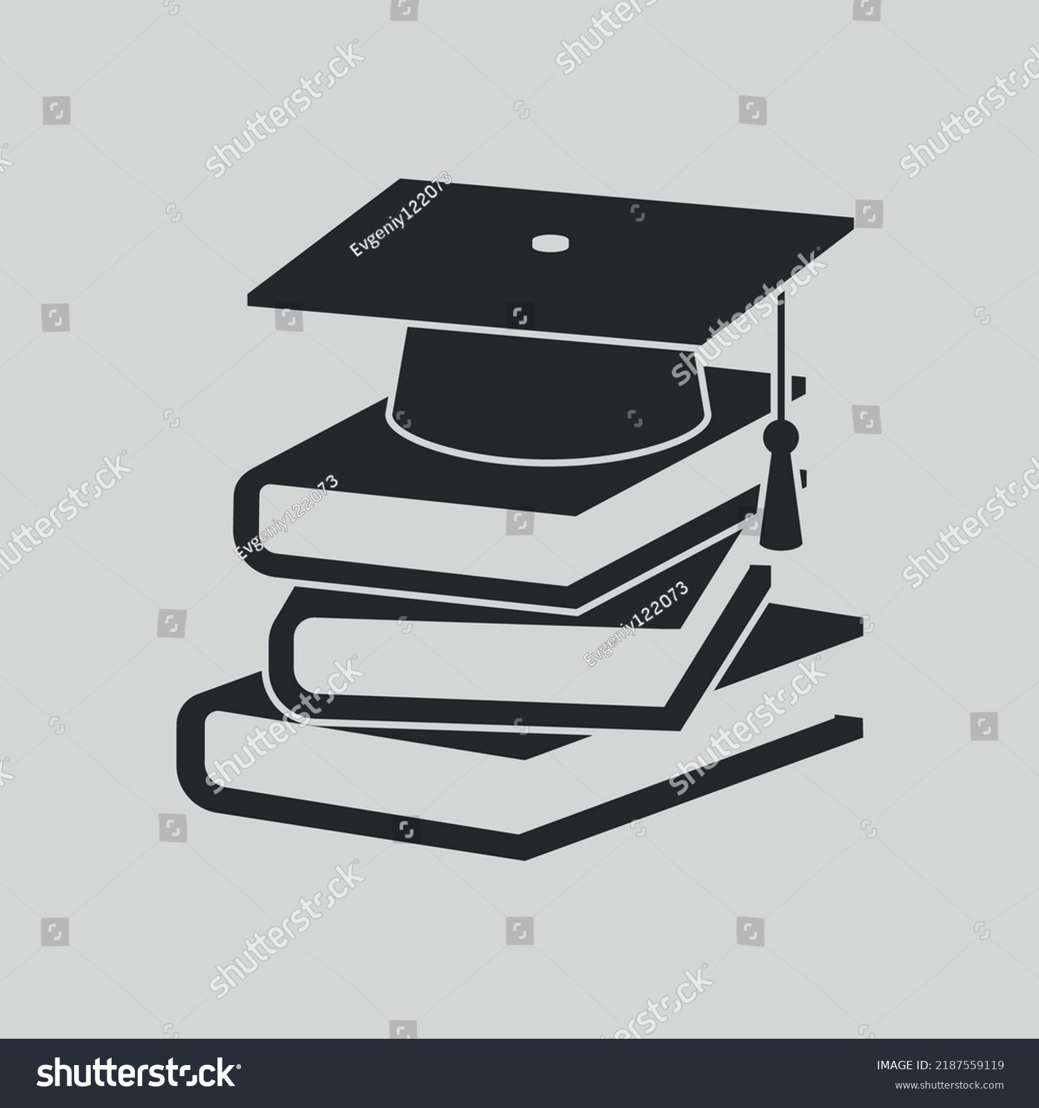 Black Color Illustration Graduation Cap Stack Stock Vector Royalty