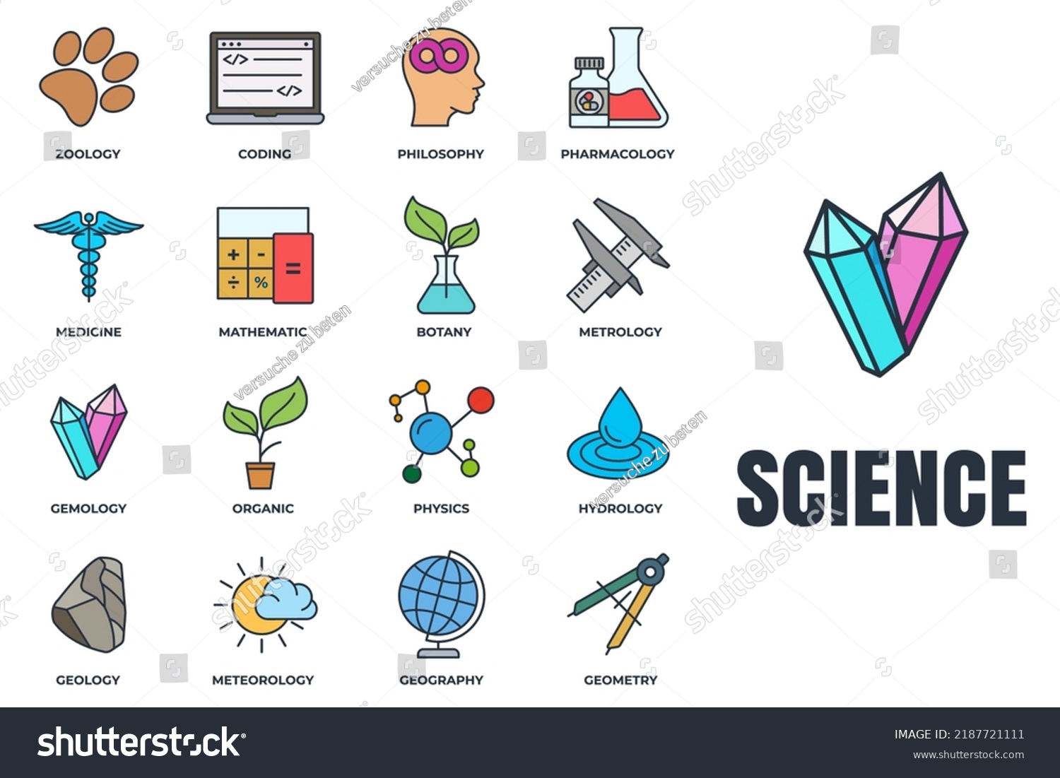 Set Science Icon Logo Vector Illustration Stock Vector Royalty Free 2187721111 Shutterstock