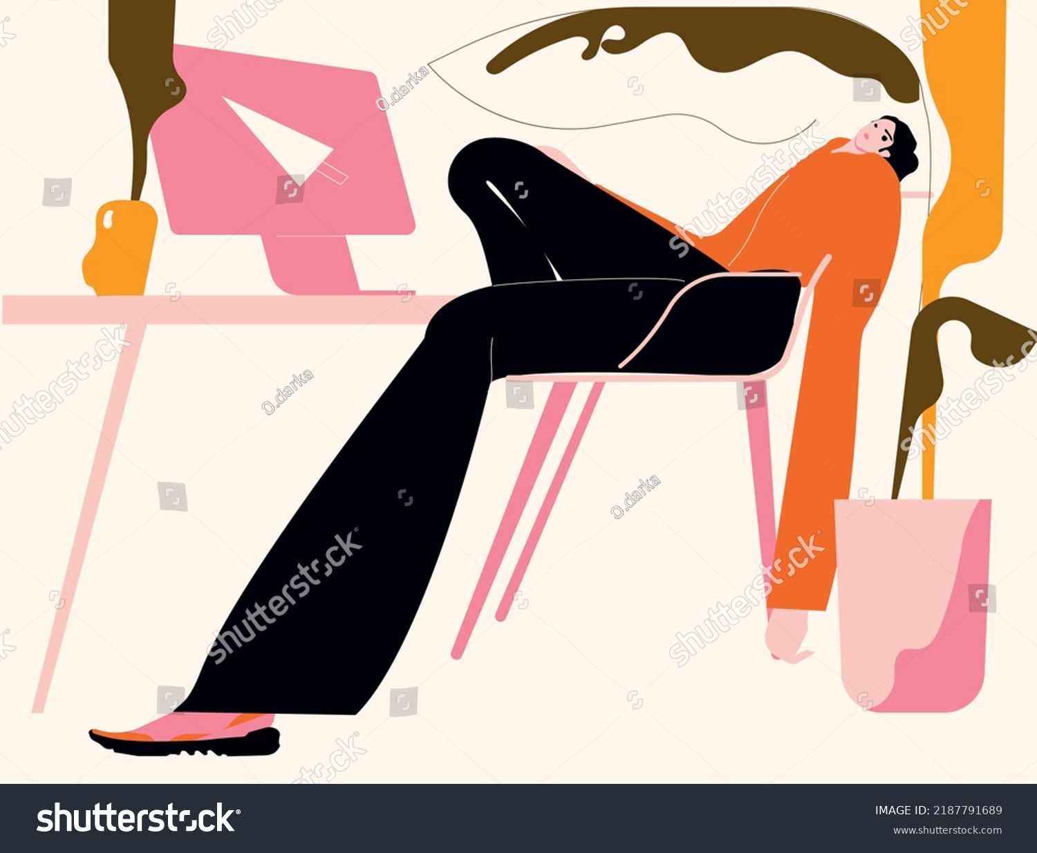 Lazy Tired Woman Computer Desk Office Stock Vector (Royalty Free ... Lazy Tired Woman Computer Desk Office Stock Vector (Royalty Free ...