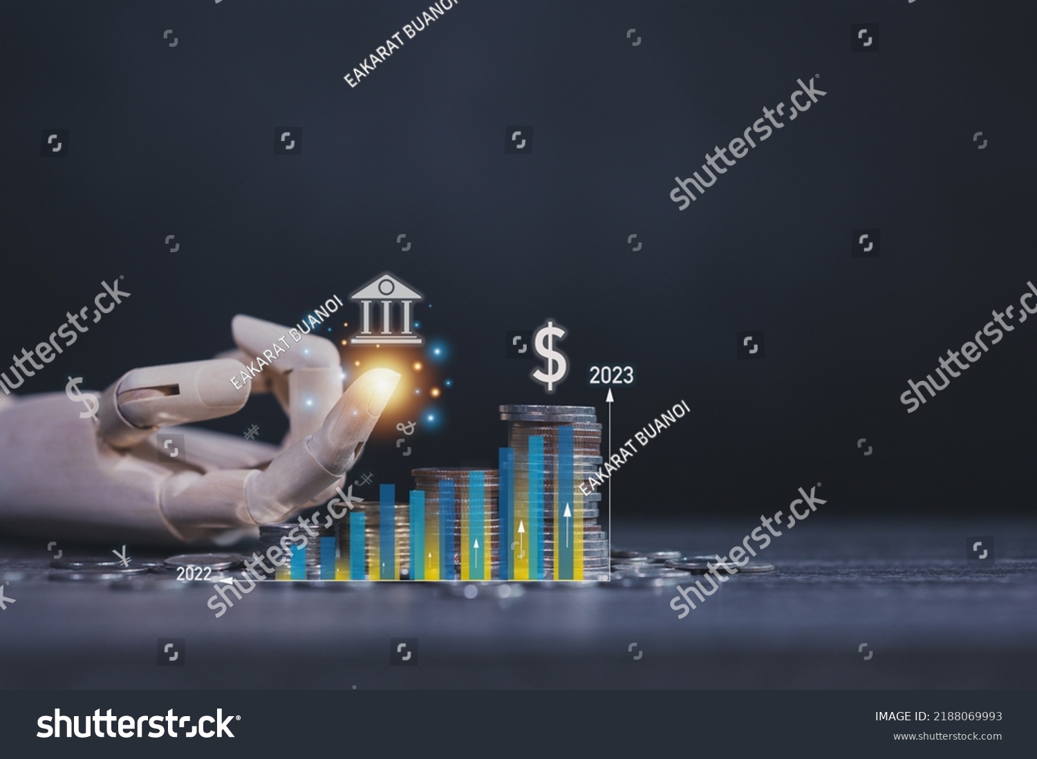 Robot Hand Annual Income Curve Stacked Stock Photo 2188069993 ... Robot Hand Annual Income Curve Stacked Stock Photo 2188069993 ...