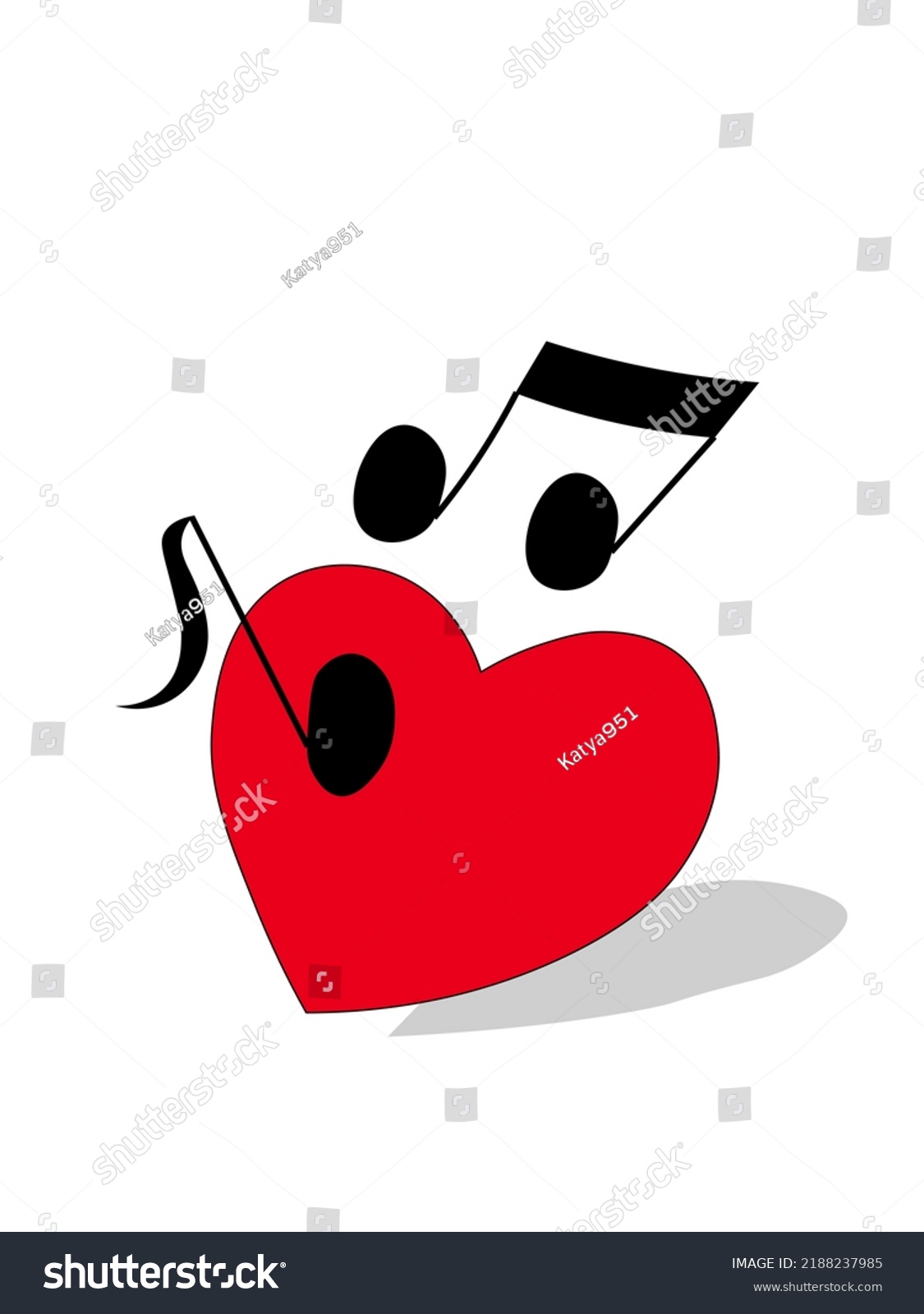 Heart Notes Love Music Vector Stock Vector (Royalty Free) 2188237985 ...