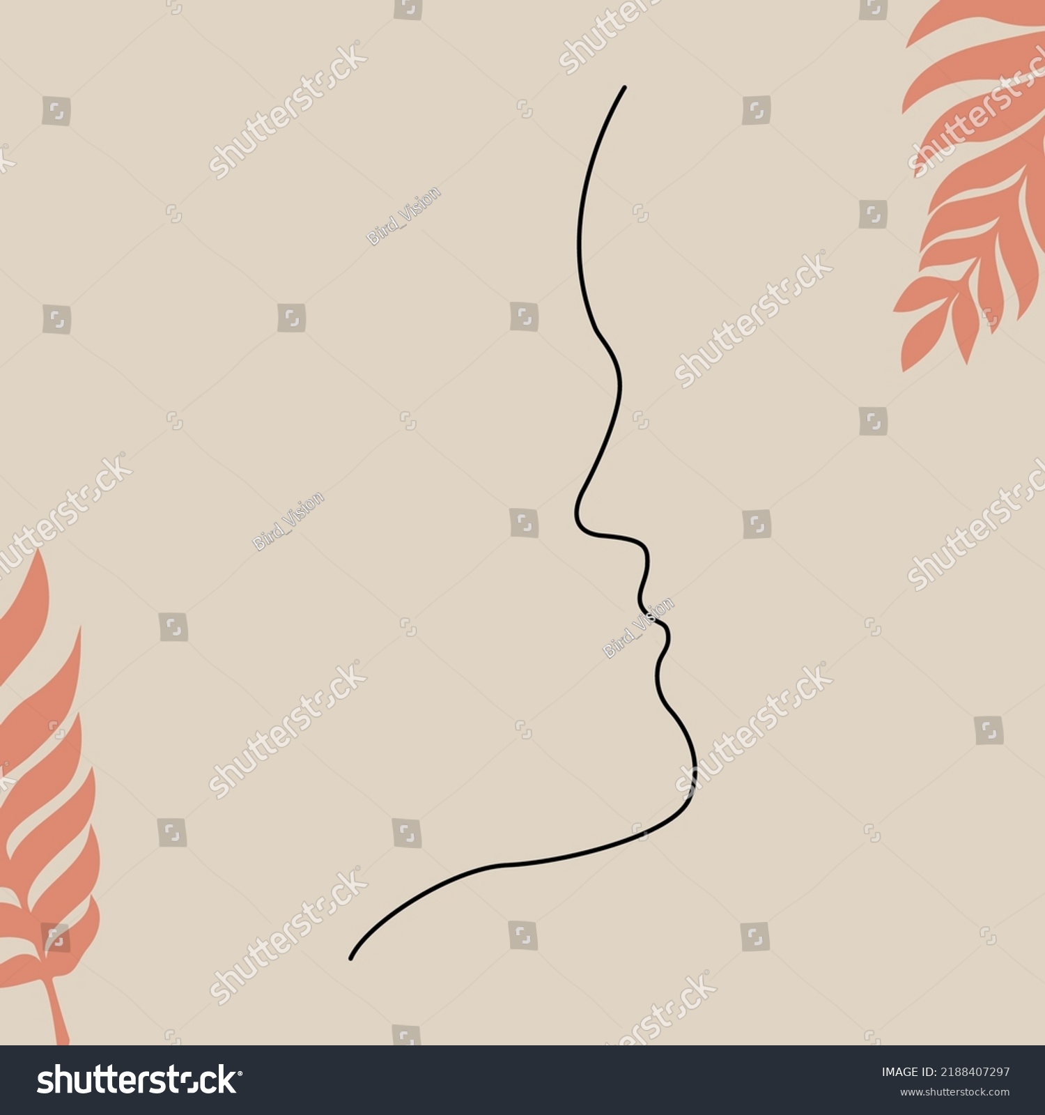 Continuous Line Drawing Two Faces One Stock Vector Royalty Free