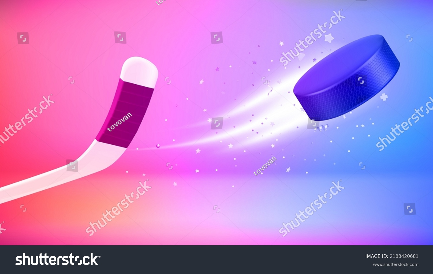 Flying Hockey Puck Stick 3d Vector Stock Vector Royalty Free 2188420681 Shutterstock