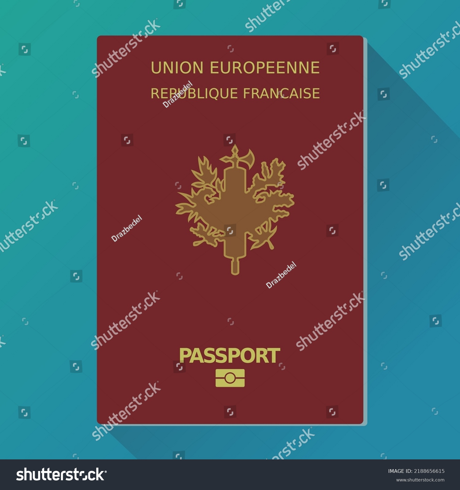 French Passport On Blue Background Style Stock Vector Royalty Free 2188656615 Shutterstock