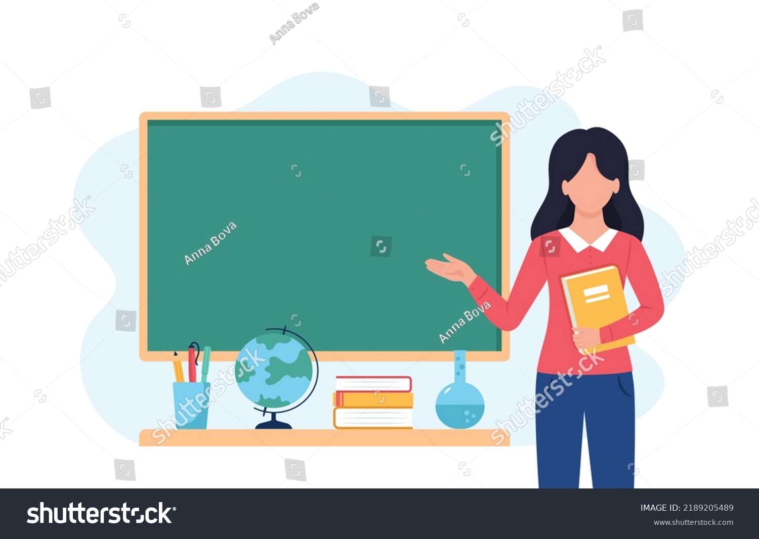 Female Teacher Classroom School Learning Concept Stock Vector Royalty