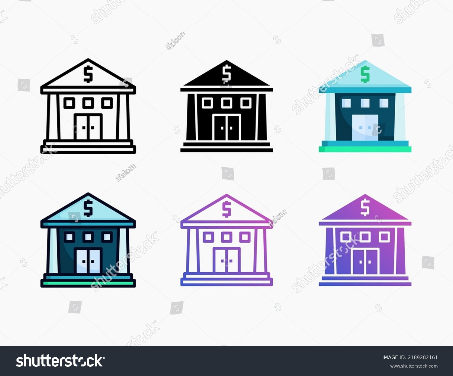 Bank Icon Set Line Outline Flat Stock Vector (Royalty Free) 2189282161 ...