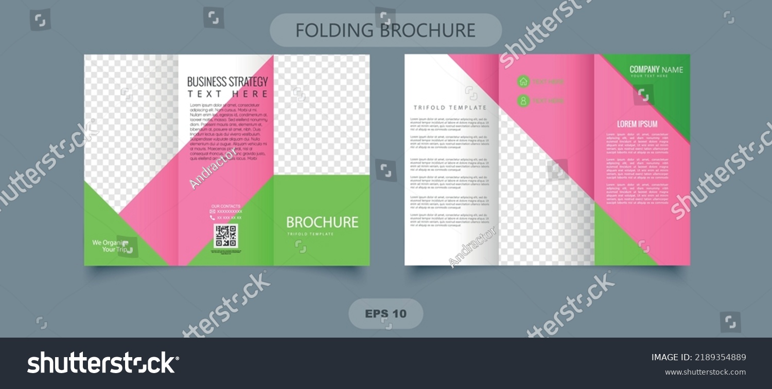 Pink Green Trifold Brochure Corporate Tri Stock Vector Royalty Free