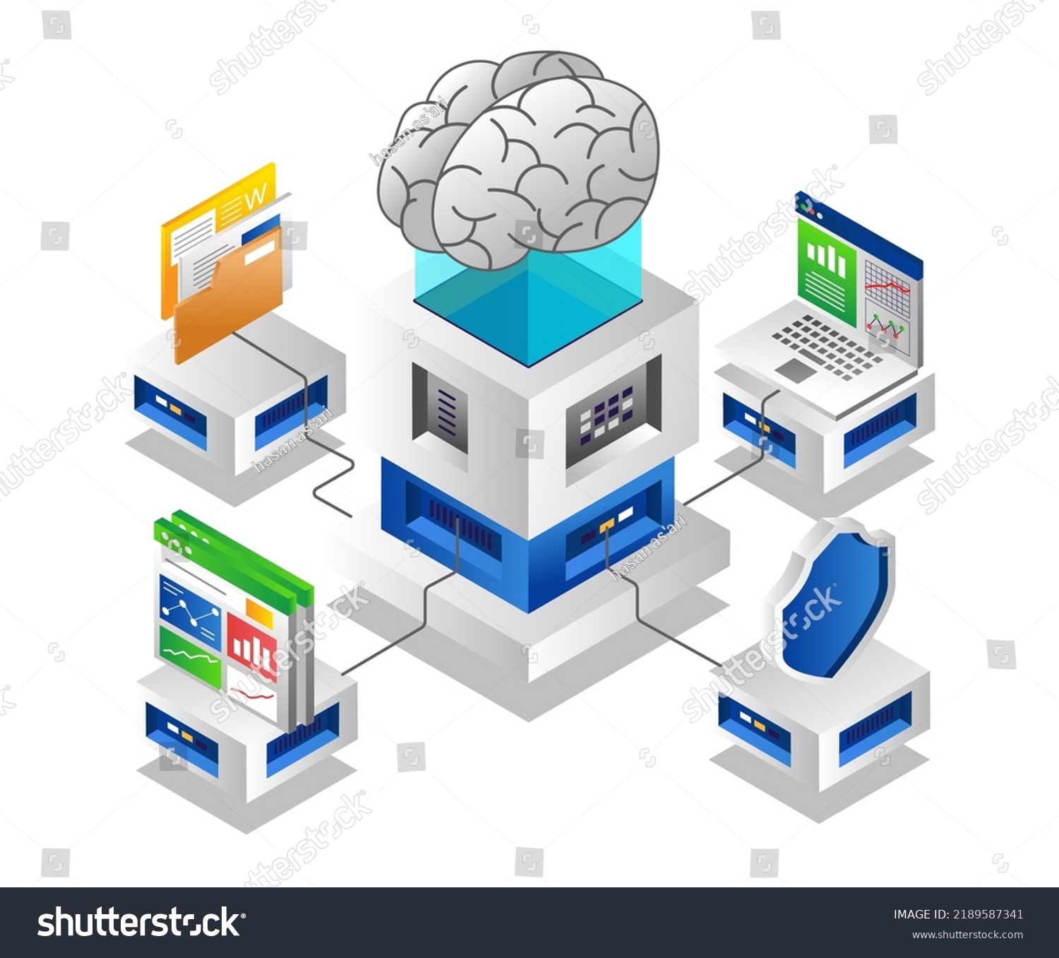Artificial Intelligence Cloud Server Network Stock Vector (Royalty Free ...