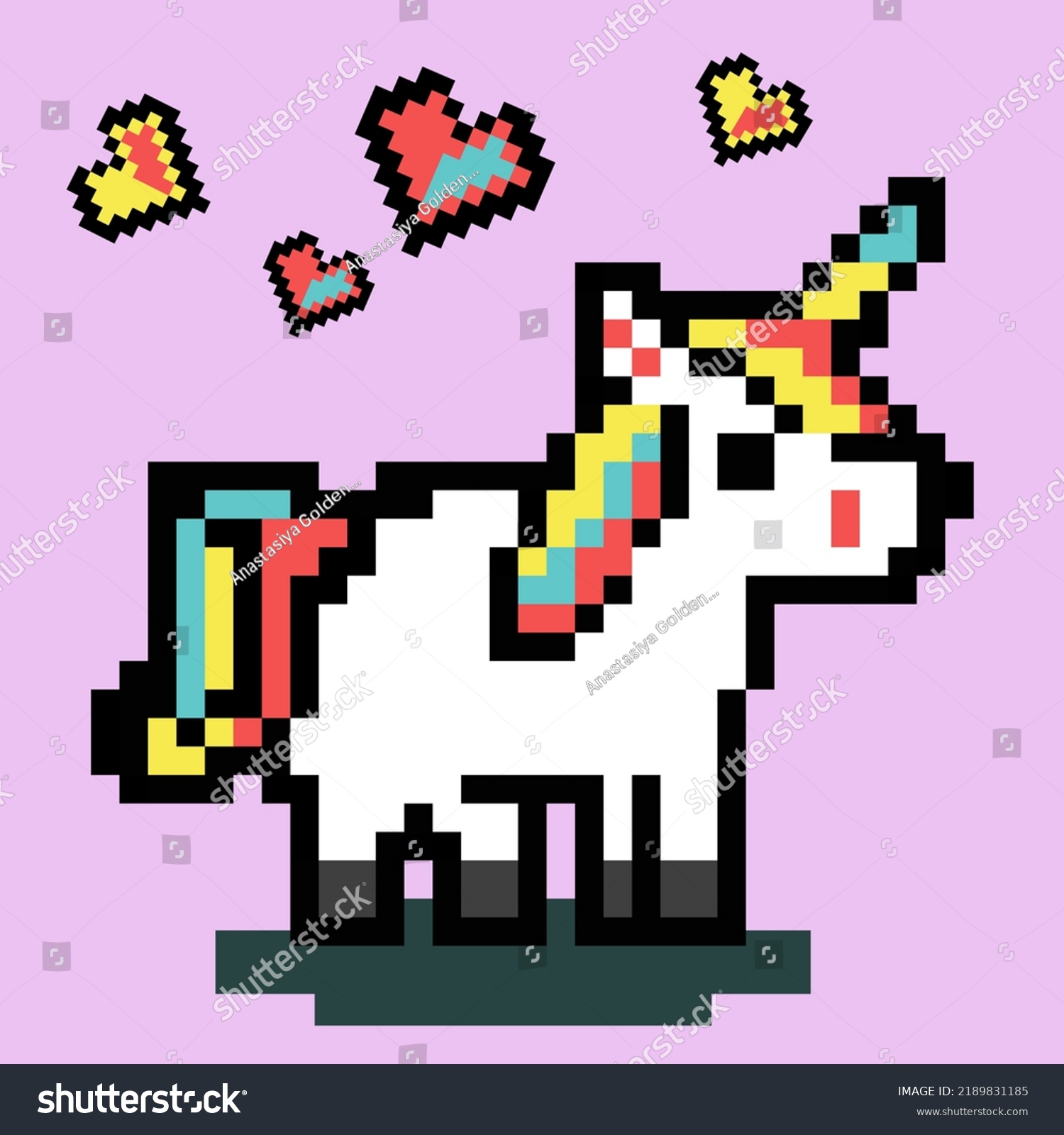 Pixel Art Unicorn Rainbow Hearts Stock Vector (Royalty Free) 2189831185 ... Pixel Art Unicorn Rainbow Hearts Stock Vector (Royalty Free) 2189831185 ...