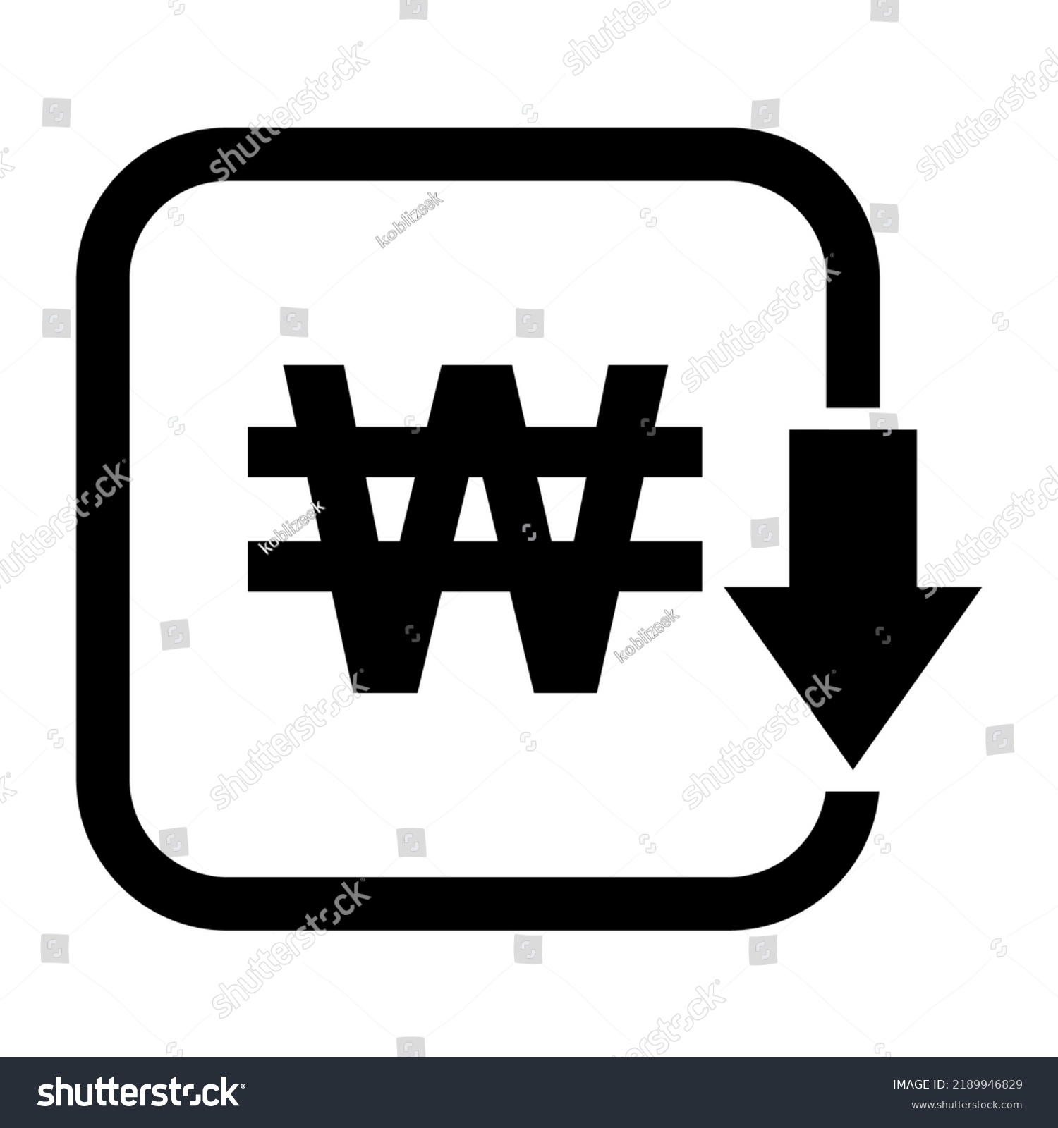 Cost Reduction Decrease Won Icon Vector Stock Vector (Royalty Free ...