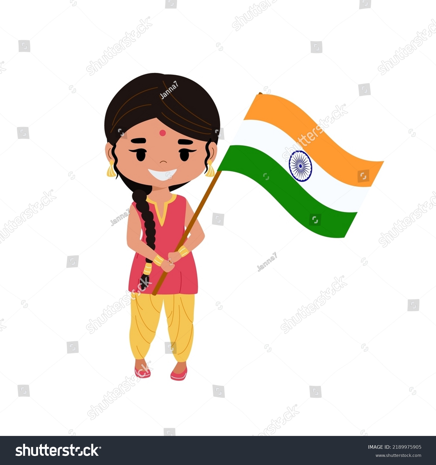 Indian Girl National Costume Holding Flag Stock Vector (Royalty Free ... Indian Girl National Costume Holding Flag Stock Vector (Royalty Free ...
