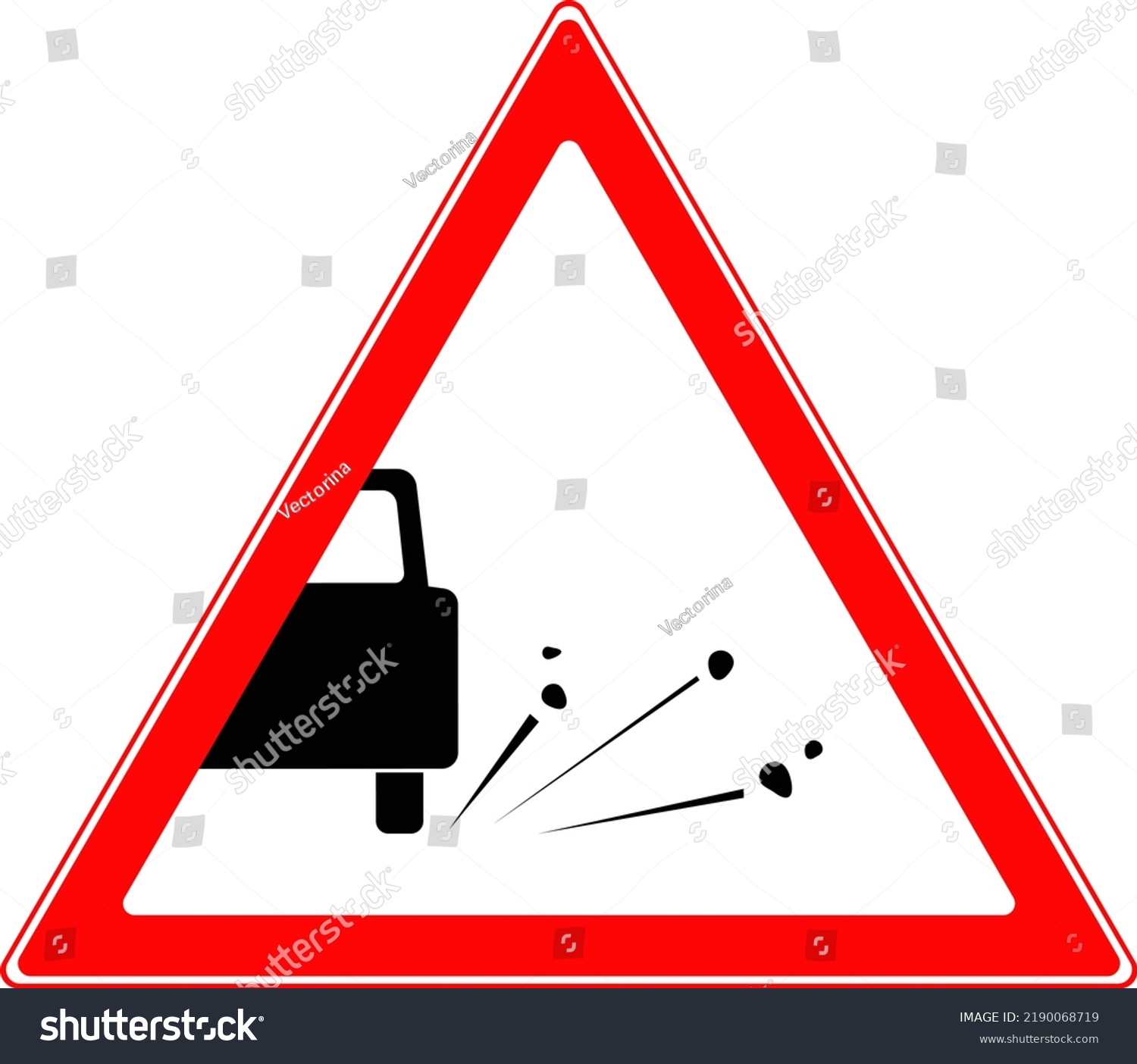 Triangular Road Sign Gravel Ejection Warning Stock Vector Royalty Free 2190068719 Shutterstock