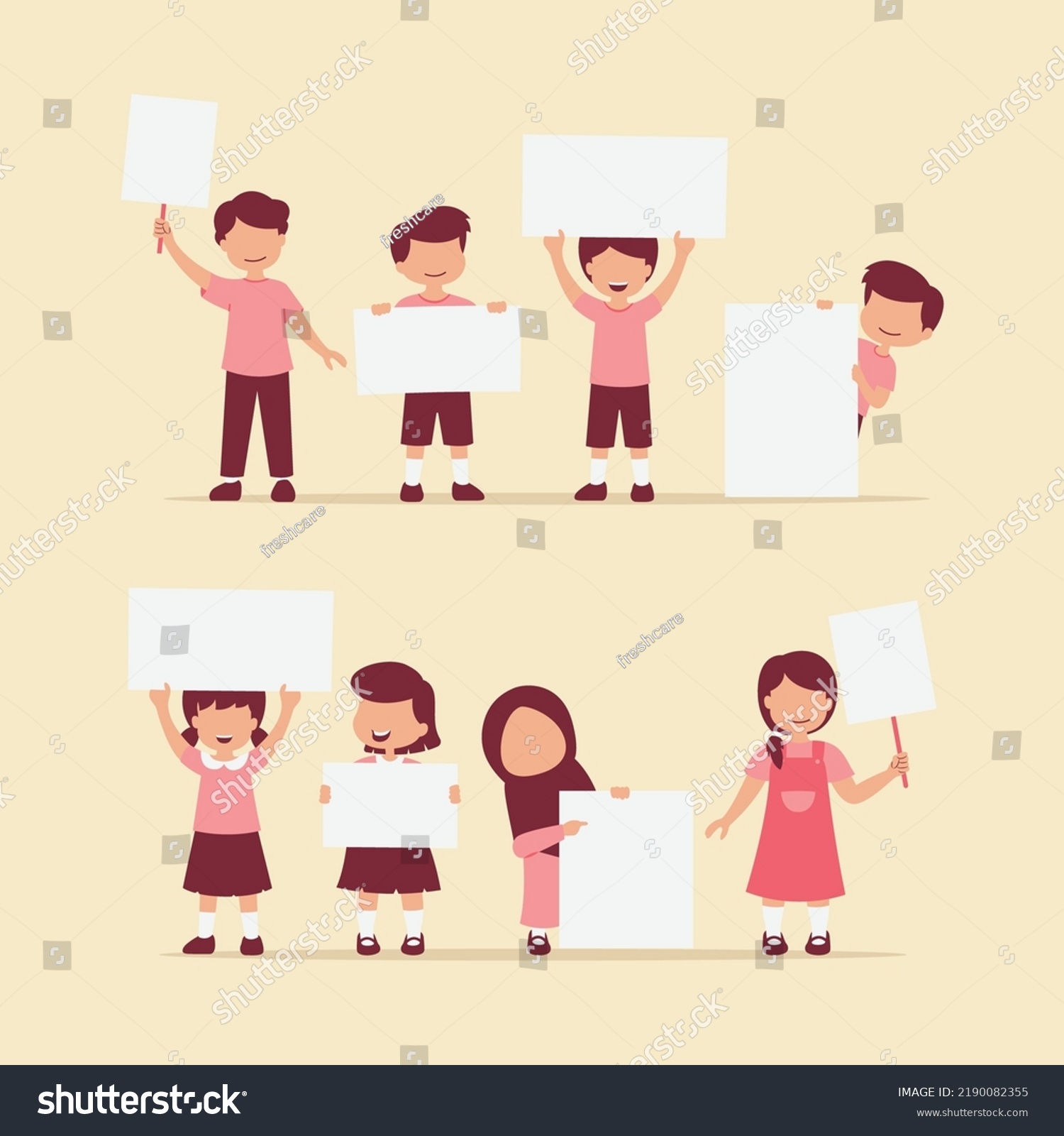 Kids Holding Blank Banner Vector Illustration Stock Vector (Royalty ...