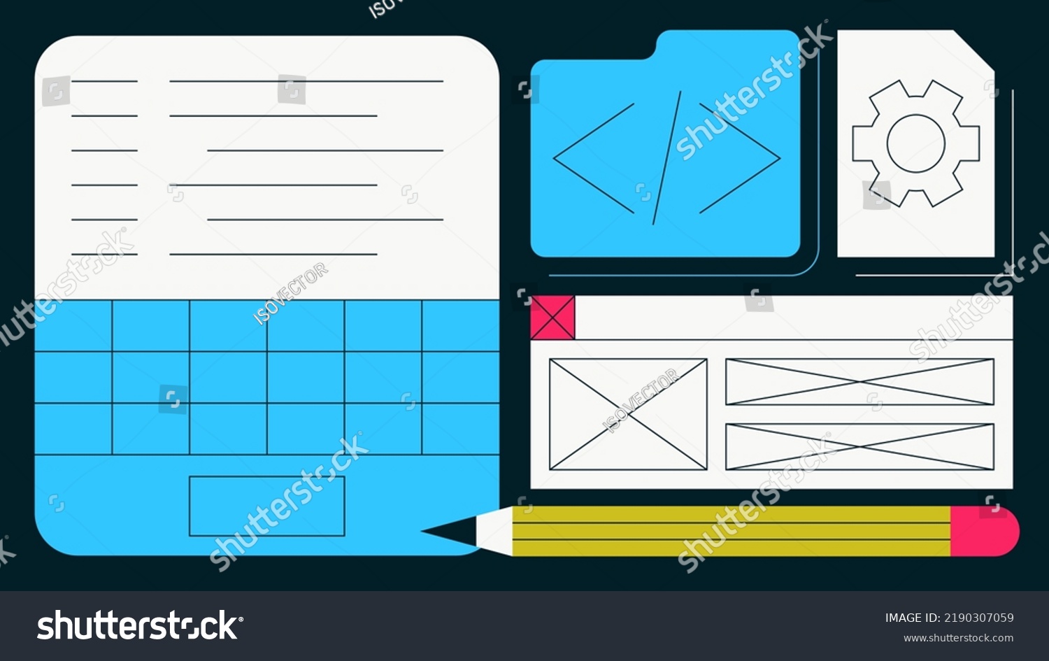 Coding Flat Illustration Laptop Code Folder Stock Vector (Royalty Free ...