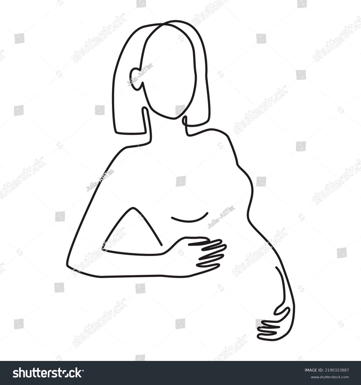 Pregnant Woman Line Art Woman Silhouette Stock Vector Royalty Free