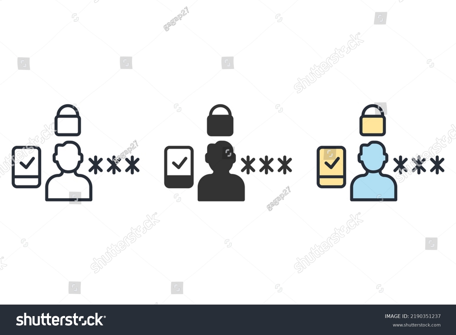 Two Factor Authentication Icons Symbol Vector Stock Vector (Royalty ...