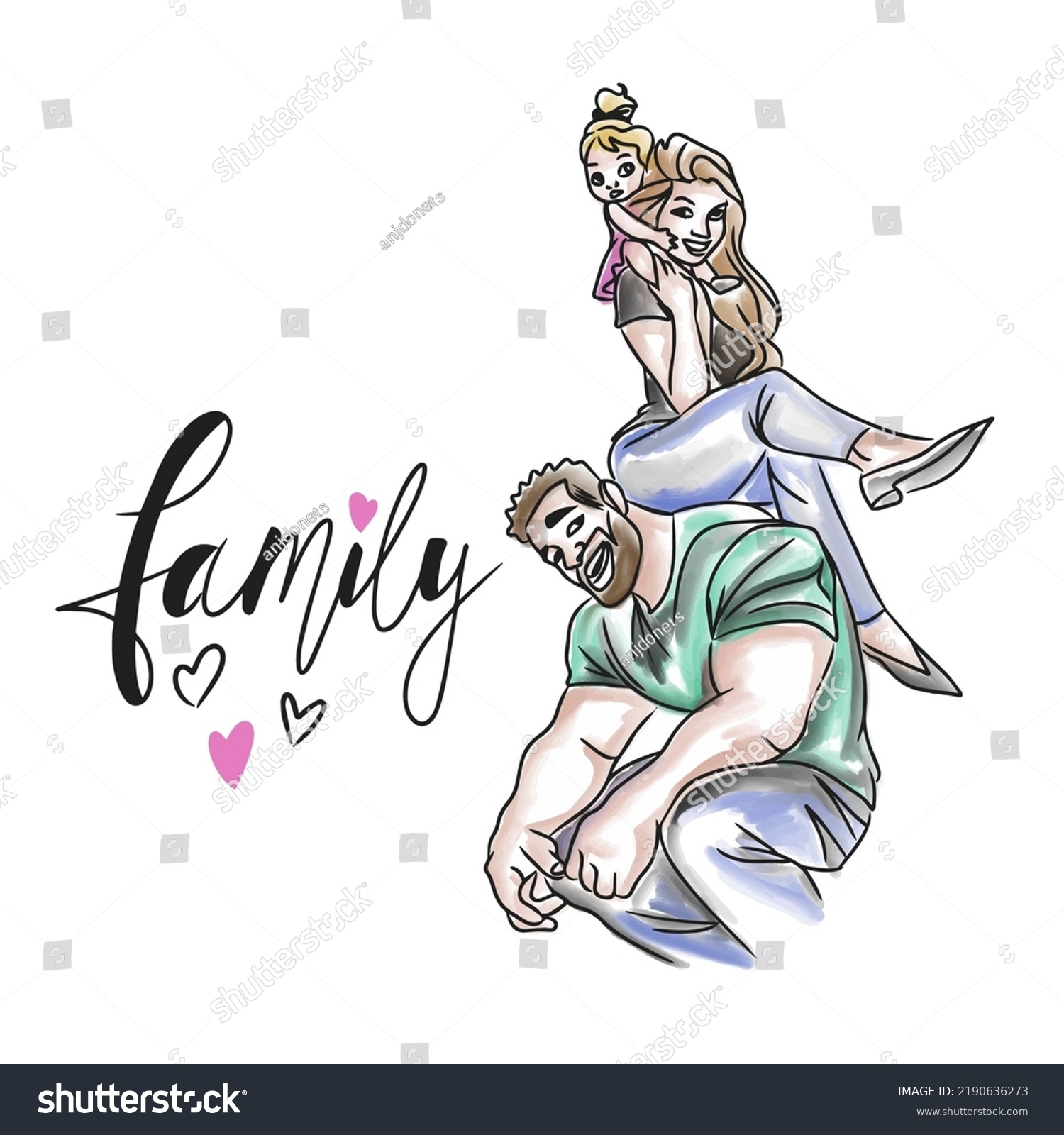 Family Handwritten Lettering Dad Mom Daughter Stock Vector (Royalty ... Family Handwritten Lettering Dad Mom Daughter Stock Vector (Royalty ...