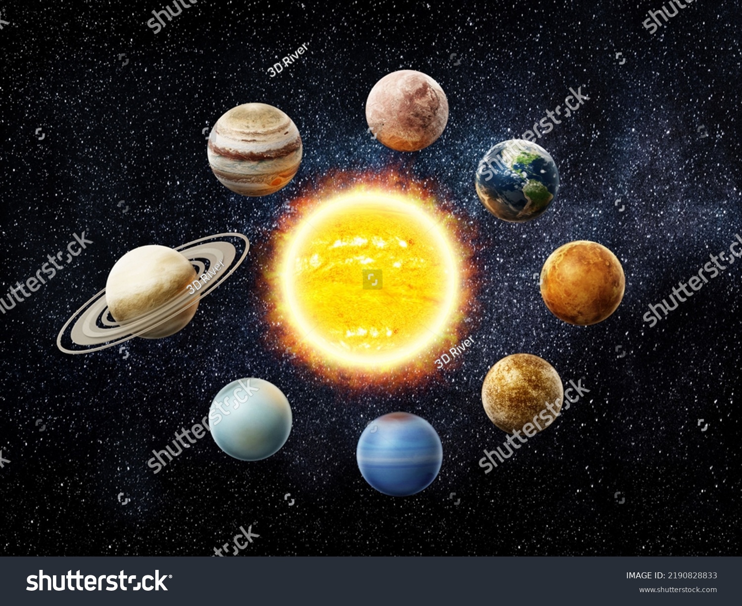 Solar System Planets Orbiting Sun 3d Stock Illustration 2190828833 ... Solar System Planets Orbiting Sun 3d Stock Illustration 2190828833 ...