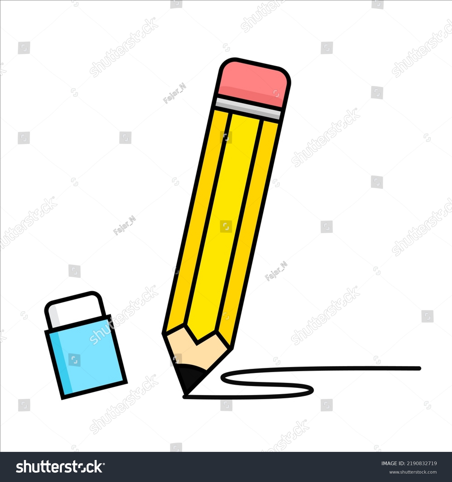 Vector Illustration Pencil Eraser Flat Design Stock Vector Royalty Free 2190832719 Shutterstock