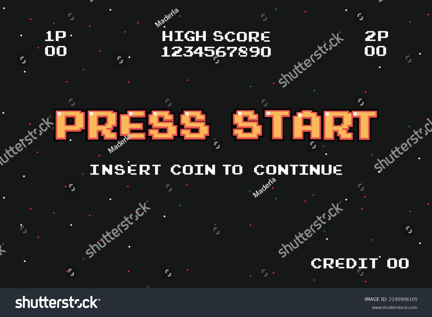 Press Start Insert Coin Continue Pixel Stock Vector (Royalty Free) 2190906105 | Shutterstock