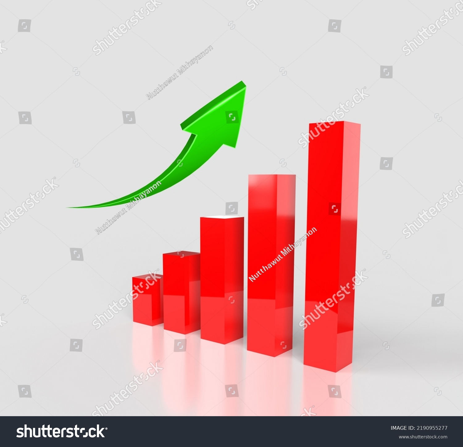 3d Render Graph Showing Arrow Green Stock Illustration 2190955277 Shutterstock