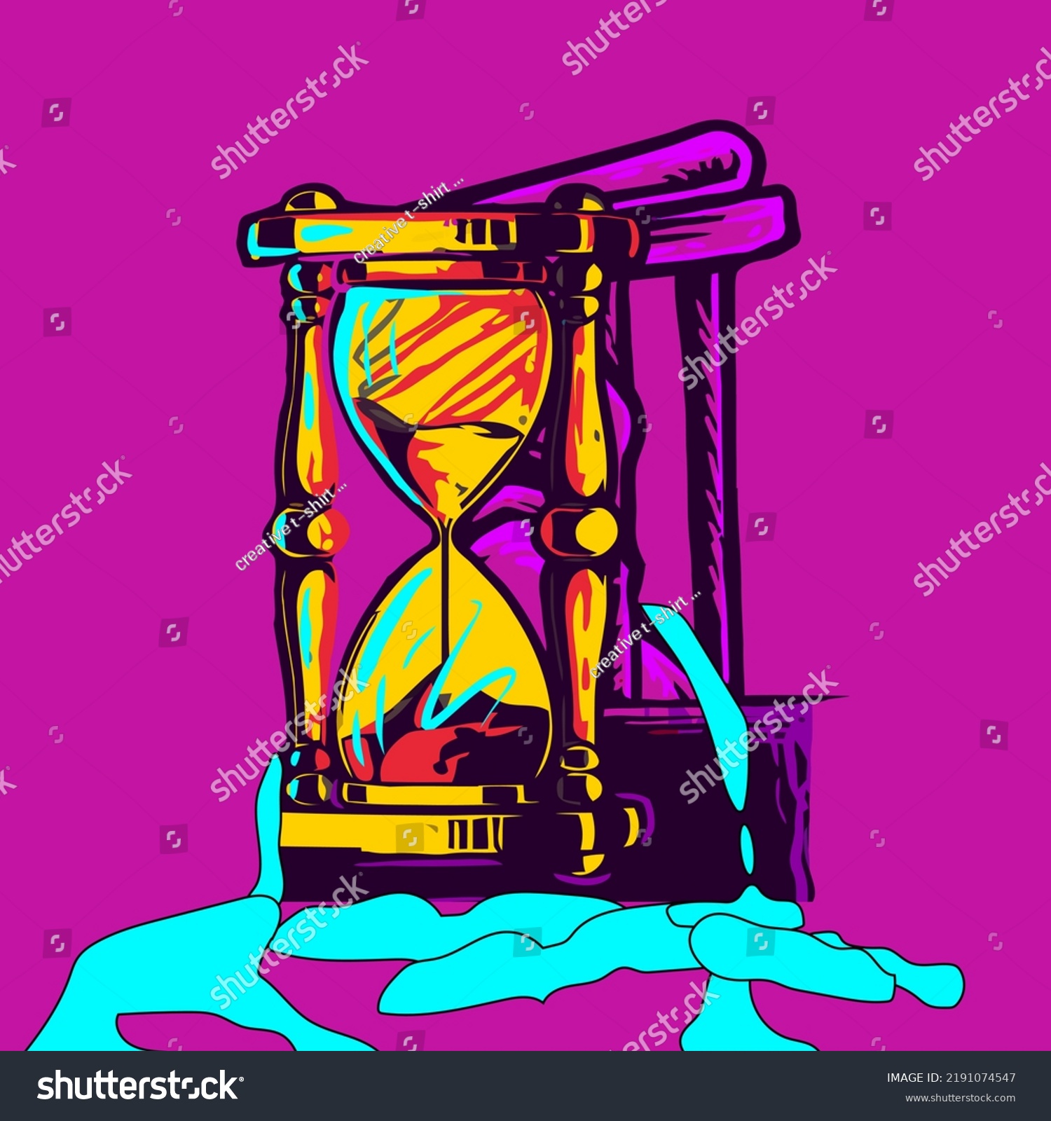 Hourglass Red Pink Cyan Freehand Illustration Stock Vector Royalty Free 2191074547 Shutterstock