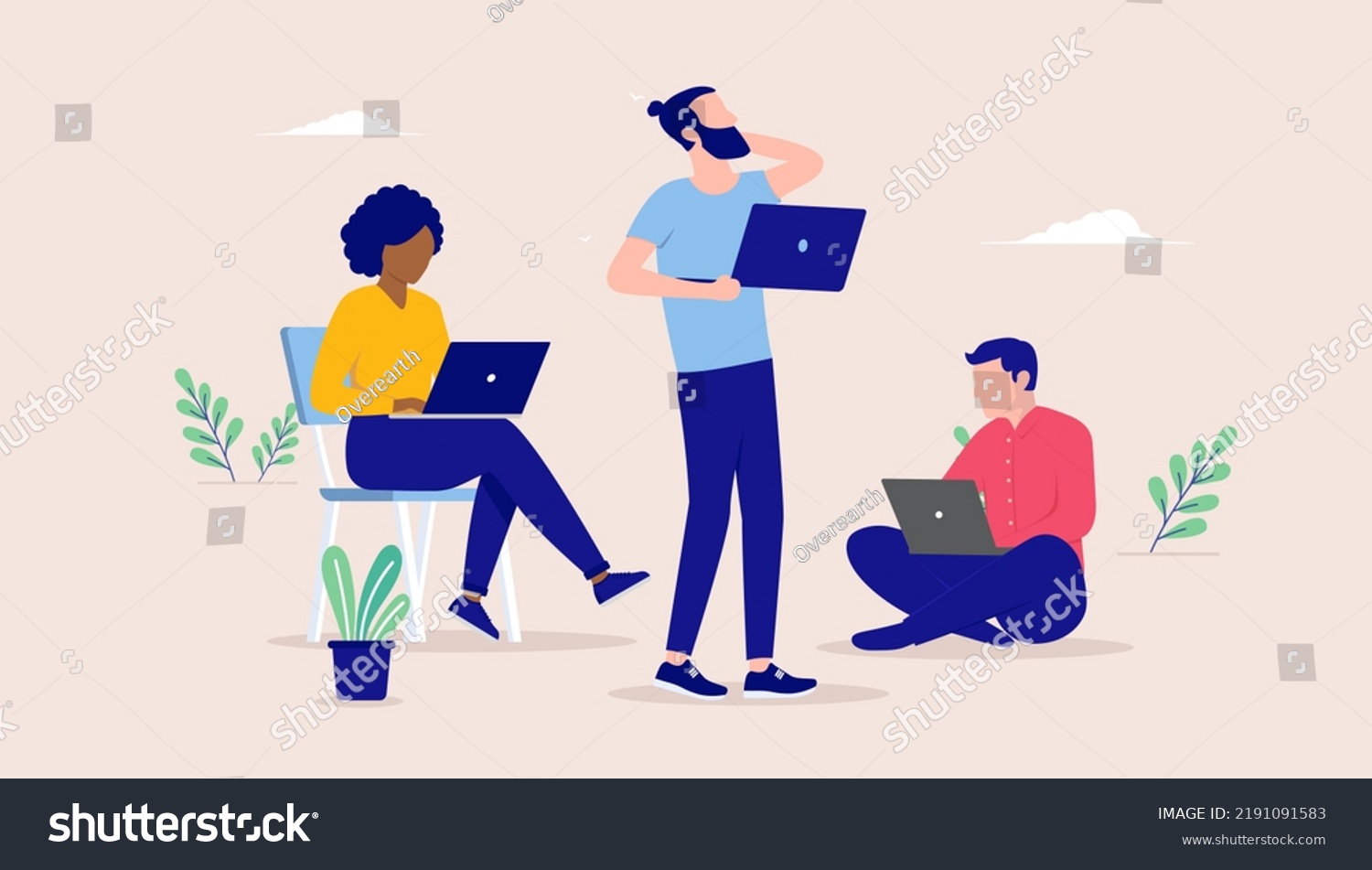 Problem Solving People Team Three Diverse Stock Vector (Royalty Free ...