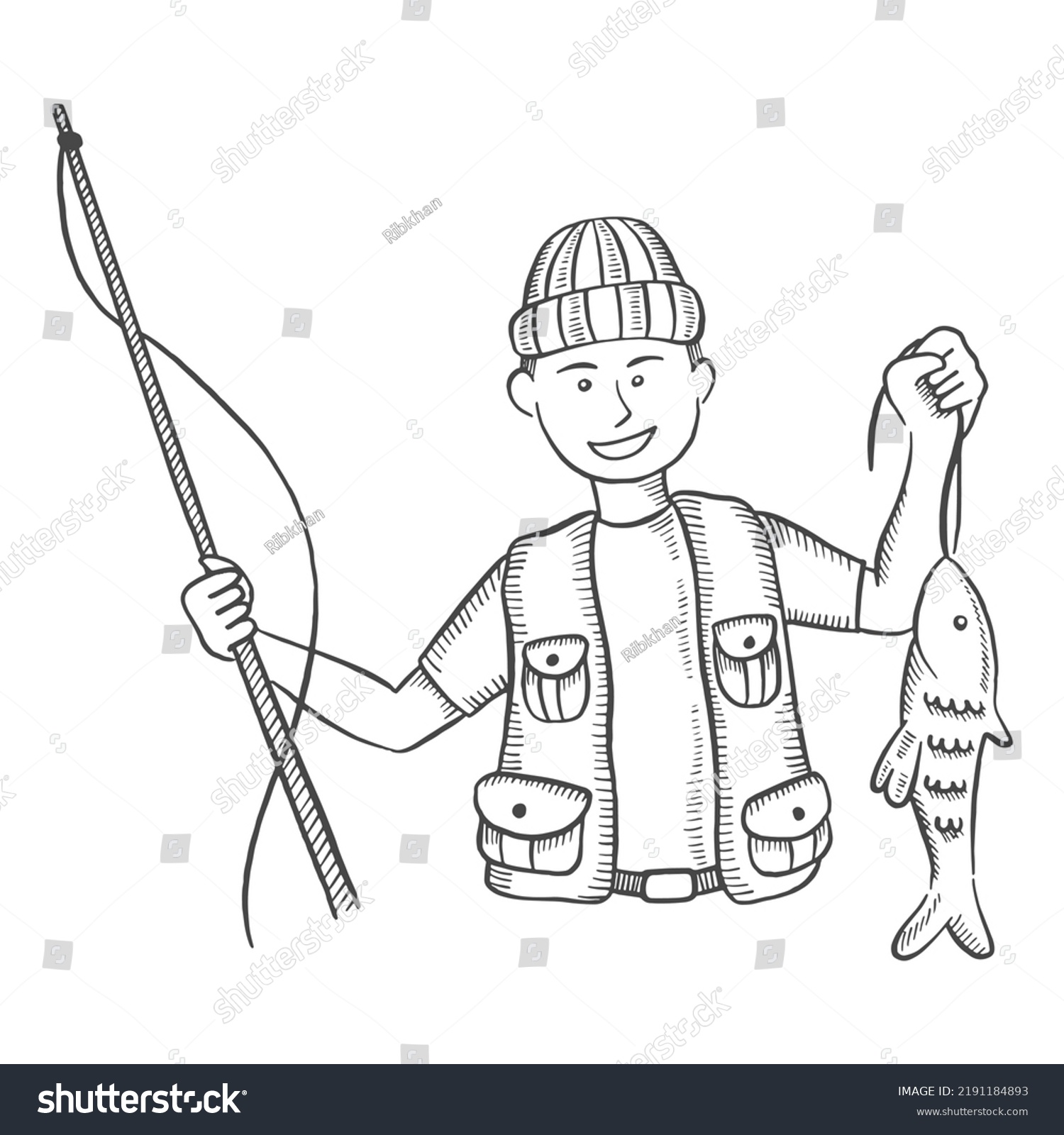 Fishing Fisherman Catch Fish Isolated Doodle Stock Vector (Royalty Free ... Fishing Fisherman Catch Fish Isolated Doodle Stock Vector (Royalty Free ...