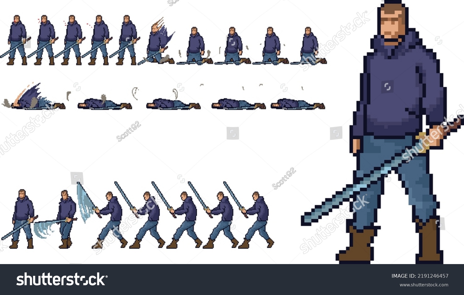 Man Pixel Art Sprite Sheet Animation Stock Vector (Royalty Free ...