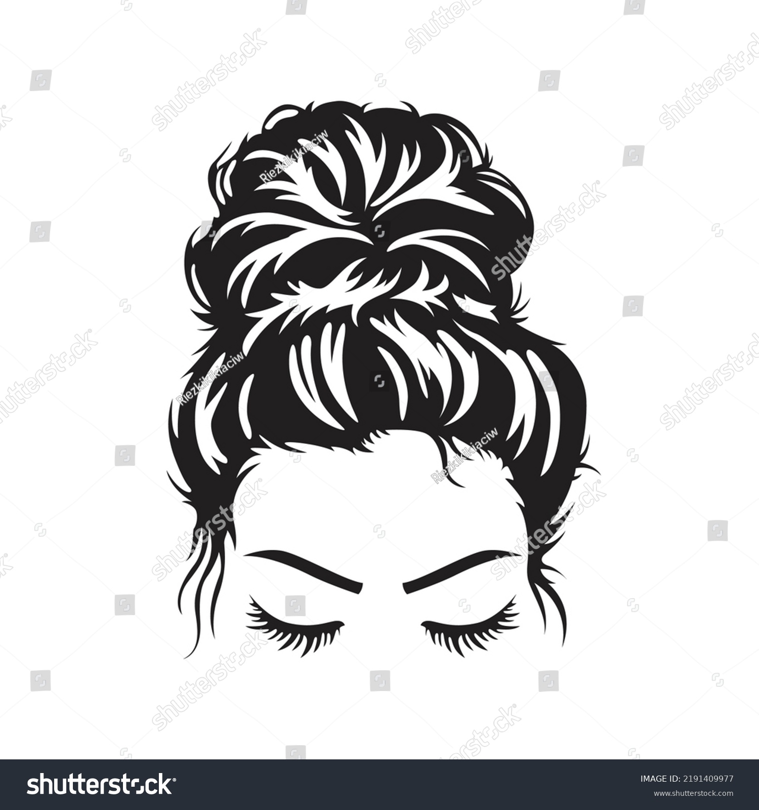Girl Cute Bun Hairstyle Bun Hairstyle Stock Vector Royalty Free