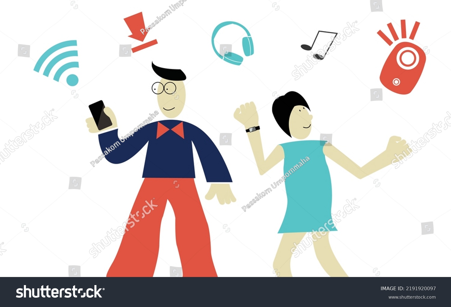 Men Women Enjoying Technology Entertainment Stock Vector (Royalty Free ... Men Women Enjoying Technology Entertainment Stock Vector (Royalty Free ...