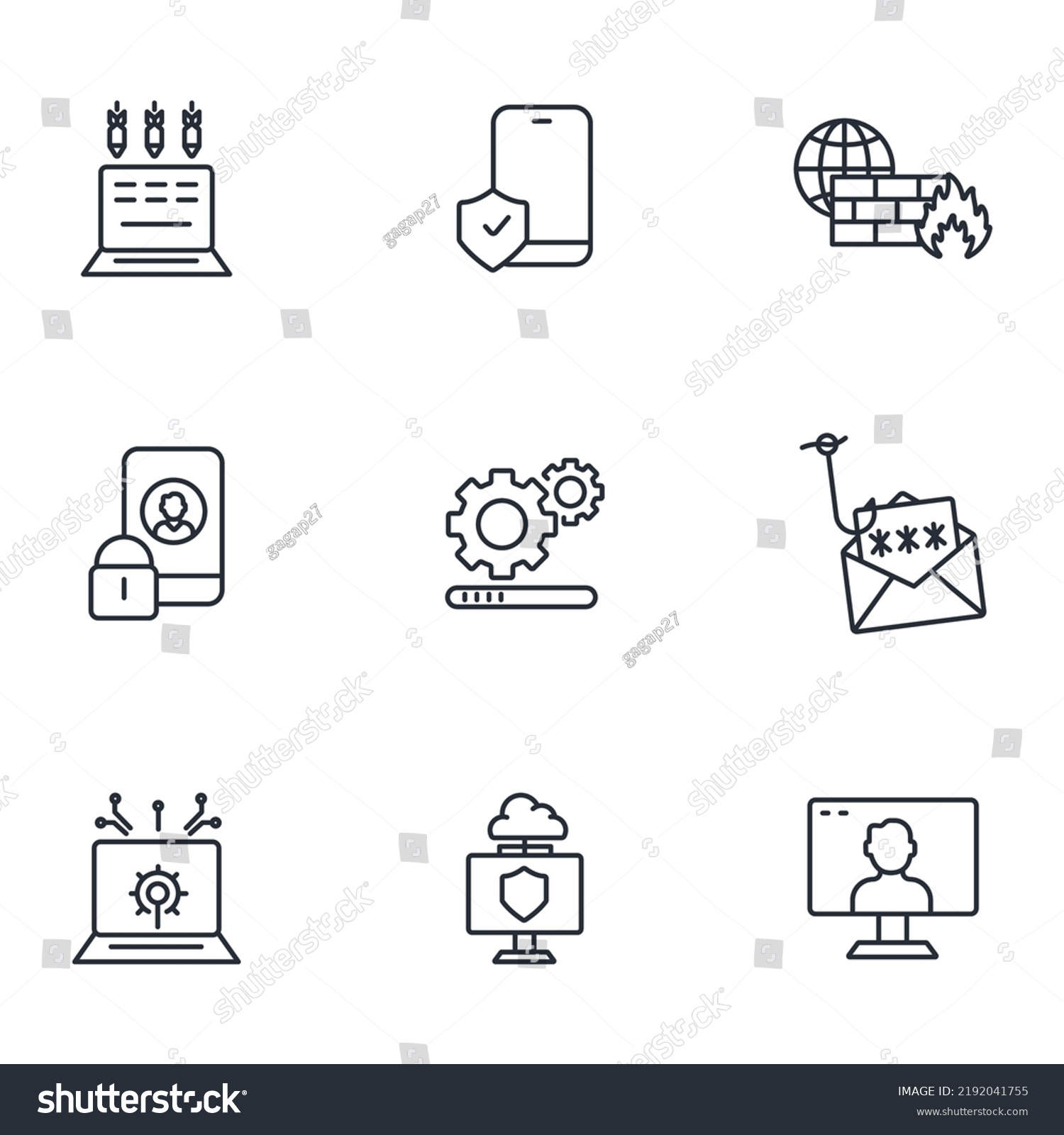 Cybersecurity Icons Set Cybersecurity Pack Symbol Stock Vector Royalty